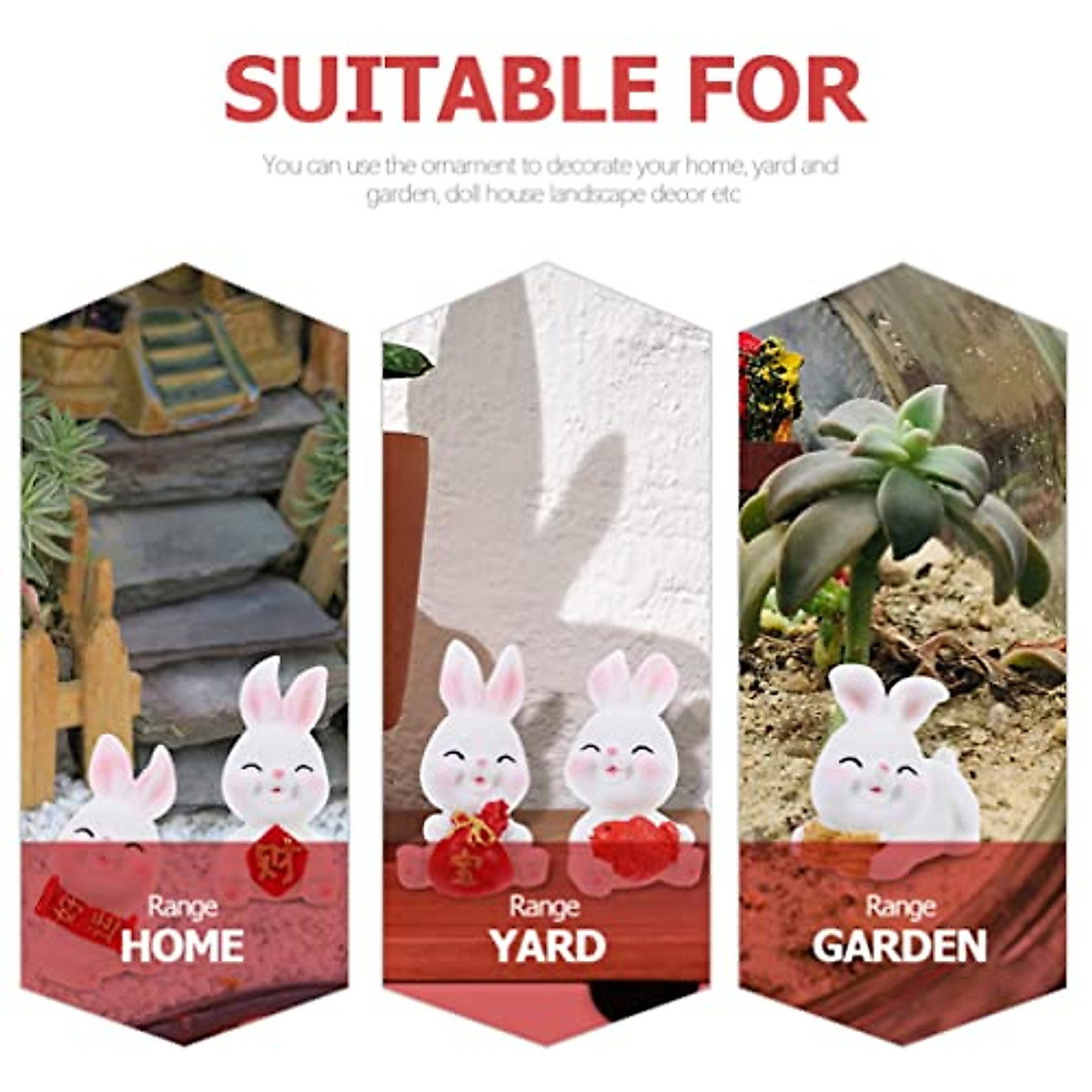 DECHOUS 10pcs Small Landscape Ornaments Zodiac Rabbit Figurine Zodiac Bunny Figurines Easter Bunny Figurines Car Dashboard Ornament Fairy Decor Rabbit Year Decors Animal Display Resin