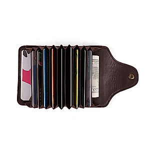 Brass Tacks Leathercraft Full Leather Card Cases for Women 11 Card Position 10 Colors Small Women's Wallet (Pink)