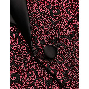 COOFANDY Mens Floral Tuxedo Jacket Embroidered Blazer Shawl Lapel Dress Suit Slim Fit for Christmas Prom Wedding Homecoming Party