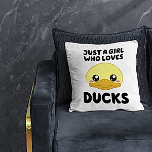 Nogrit Duck Pillow Cover, Duck Decor Throw Pillow Cover 18x18,Just A Girl Who Loves Ducks Decor for Home Bedroom Living Room Duck Gifts for Duck Lovers Duck Decorations Duck Room Decor