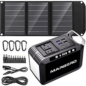 MARBERO Portable Power Station 120W Peak Camping 30000mAh Portable Power Bank with AC Outlet, USB QC3.0, LED Flashlights for CPAP Home Office Camping Emergency Backup