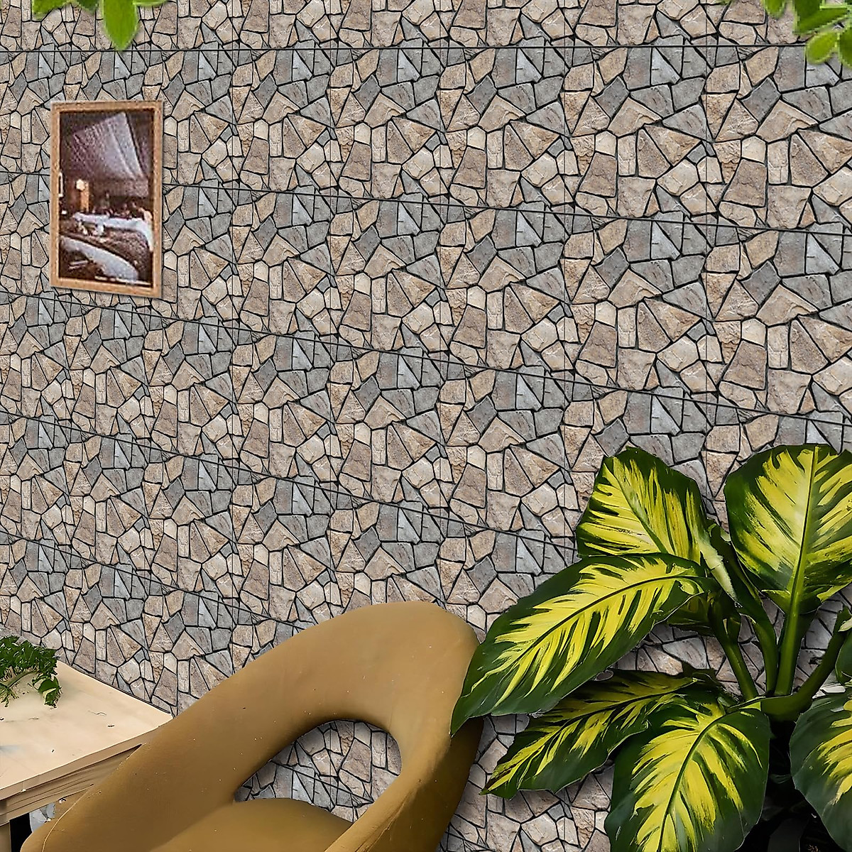 3D Wall Panels Peel and Stick Foam 10PCS 3D Brick Wallpaper Peel and Stick Faux Stone Wall Panel Self-Adhesive Wallpaper PVC for Living Room Bedroom Kitchen Wall Decoration (11.8in*11.8in)