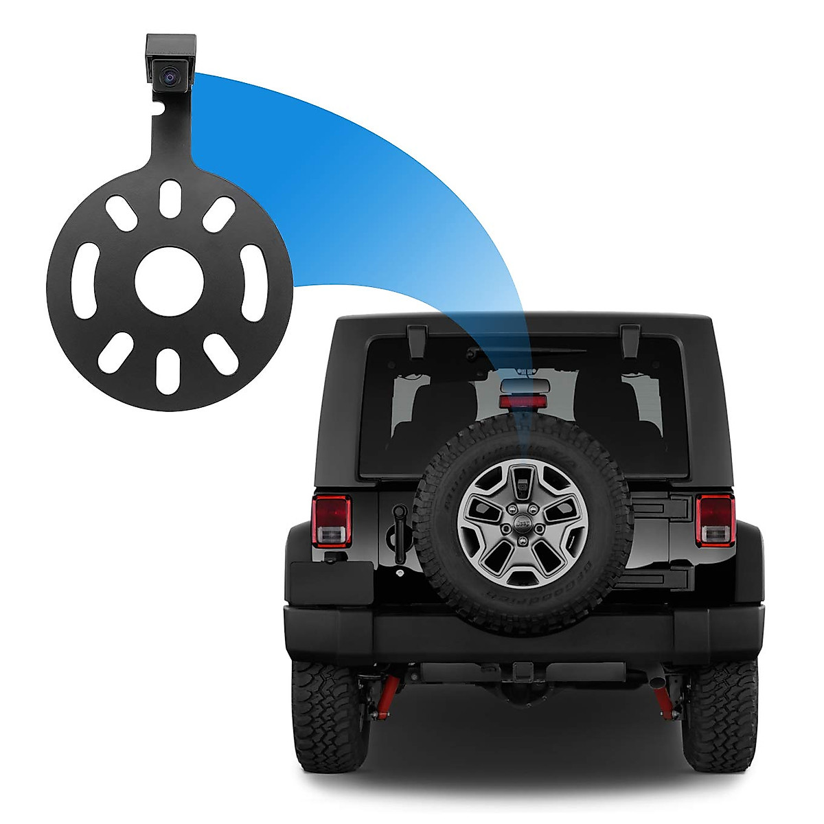 Master Tailgaters Replacement for Jeep Wrangler Spare Tire Mount Backup Camera with OEM Monitor Adapter