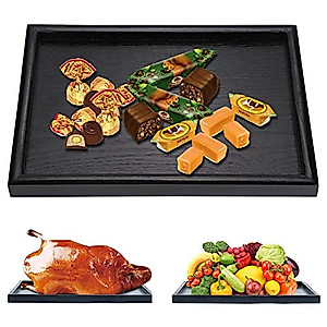 Solid Wood Serving Tray Rectangle Shape Handmade Multi Purpose for Tea Coffee Snack Food Fruit Water Tea Coffee Juice Breakfast Kitchen Decor 10 x 7.2 x 0.8 inch