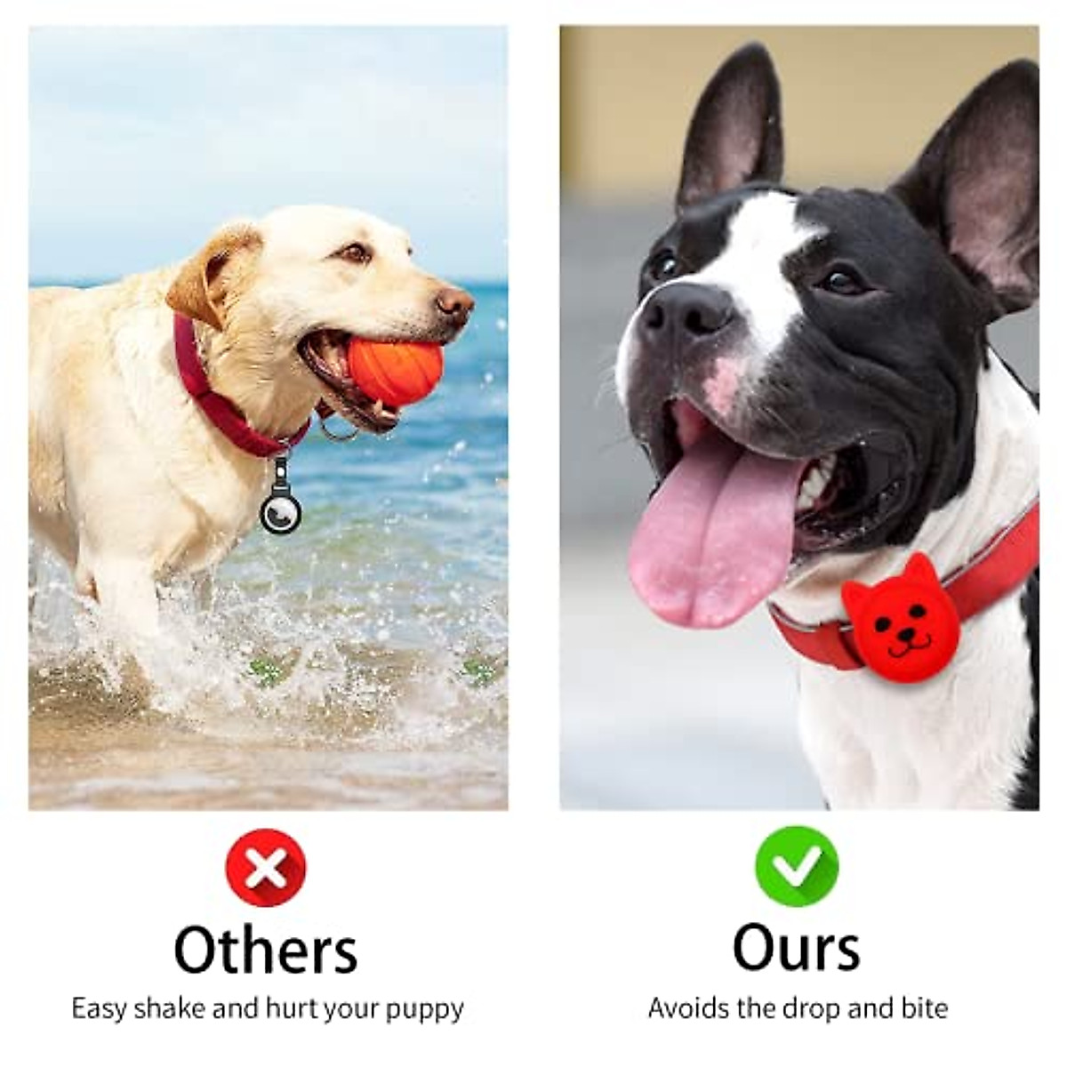 Airtag Dog Collar Holder,Protective Airtag Case for Dog Collar,Air Tag Protective Dog Airtag Cat Collar,Ultra-Durable Silicone AirTags GPS Tracking Accessories,Airtag Pet (1 Pack(Red))