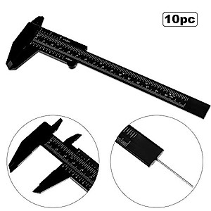 Honoson 10 Pieces 150 mm Mini Plastic Caliper Vernier Caliper Double Scale Sliding Gauge Measuring Tool for Student Office, 0-6 Inch, Black