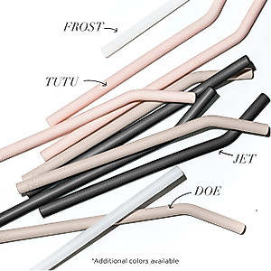 bkr Big Tutu Straw Set - Set of 3 - Soft Silicone Angled Straws - for 1L/32oz Big Glass Water Bottle - Ballet Pale Peachy Pink - BPA Free, Dishwasher Safe