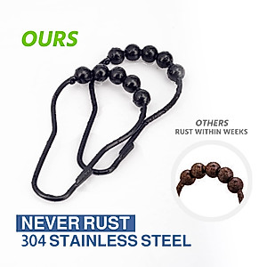 YOUHORYA 12Pcs Shower Curtain Hooks Rings Rust Resistant Stainless Steel Hook Bathroom Rods Curtains Nickel Proof Metal Hangers Snap Closure Roller Glide Black