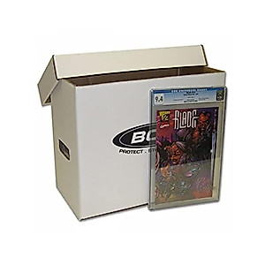 BCW Graded Comic Book Storage Box - 1ct | Durable White Corrugated Paper | Fits CGC Comics, Holds 35-40 Graded Comic Books | Double Thickness Handles & Reinforced Bottom | Assembly Required