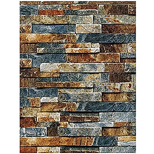 LiKiLiKi Stone Brick Wallpaper Peel and Stick Wallpaper Removable Kitchen Wall Covering Roll Home Use Decoration Self Adhesive Vinyl 17.71''x118''