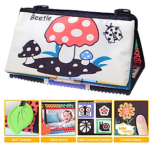 JOLIE VALLÉE TOYS & HOME Baby Mirror Toy Infant Soft Book High Contrast Babies Toy Touch and Feel Crinkle Book for 0-6months Toddler Toys (Colorful Soft Toy for Baby Girl&boy)