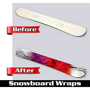 Snowboard Wrap 169 - Orange Mountains, Sunset, Trees Snowboard Graphic Decal - Includes Application Squeegee - 14 inch x 65 inch fits most snowboards