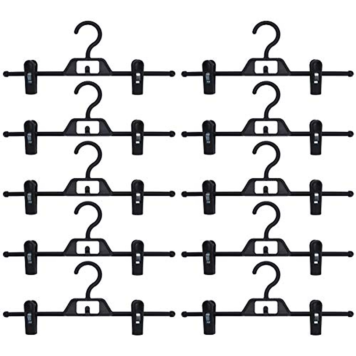 10Pcs Jean Hangers Pants Hangers Plastic Skirt Hangers with Clips Space Saving Trouser Clips Hanger for Pants Skirts Clothes Slacks Space Saving Pants Hangers Black Kids Pants Hangers