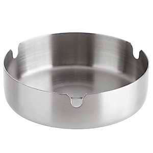 Juvale 5 Pack Stainless Steel Ashtrays for Cigarettes, Outdoor, Indoor Round Patio Ashtray, 3 Slots Each (4 x 4 x 1.2 In)