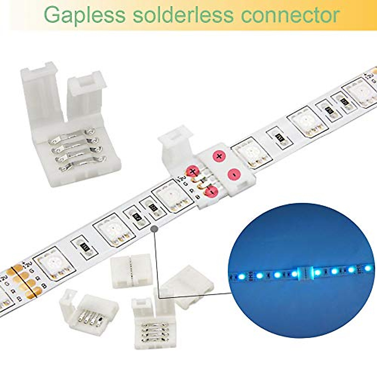 FSJEE 4-Pin LED Strip Connector Kit for RGB 5050 Light Strips