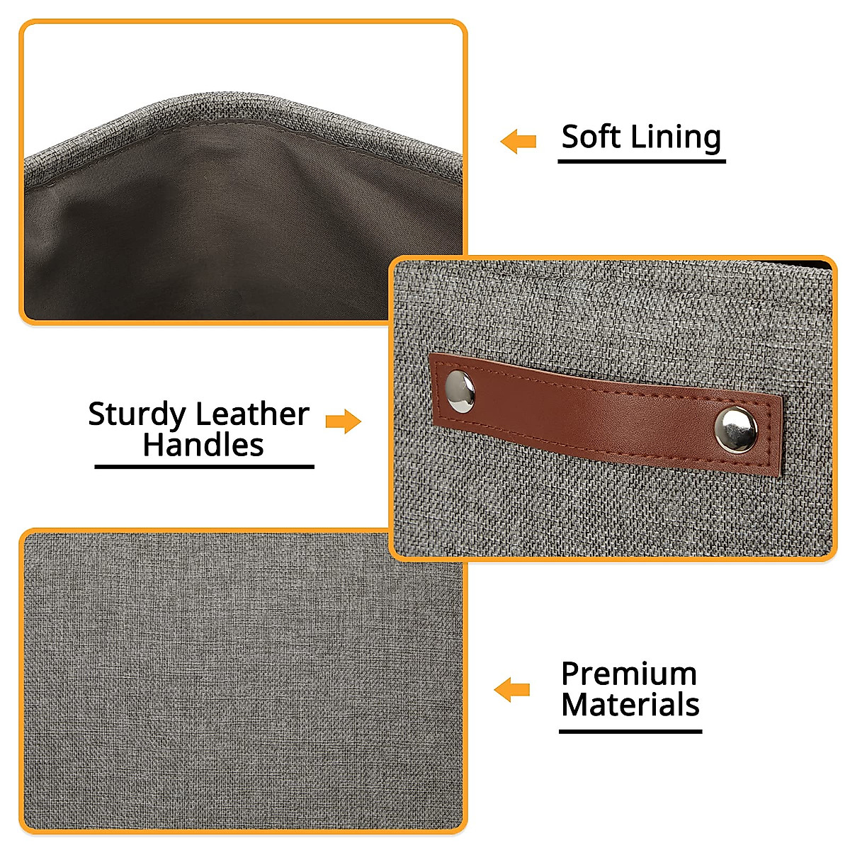 DULLEMELO Grey Storage Baskets for Organizing 2 Pack 16"x12"x12" Fabric Shelf Baskets for Gifts Empty Large Storage Organizer for Closet,Clothes,Toys,Bedroom (Grey)