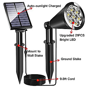 MEIHONG Solar Spot Light Outdoor with Separate Panel, Solar Uplighting Tree Lights Outdoor Solar LED Landscape Lights Dusk to Dawn, Solar Powered Accent Lights for Garden Walkway (1 Pack)