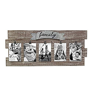 Stonebriar Rustic Wood Collage Picture Frame with Clips and Metal Detail Brown 26" x 11"