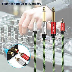 GOSYSONG RCA to 1/4 Cable 15ft, Dual RCA to Dual 1/4 inch TS RCA Cables, 1/4 to RCA Cable