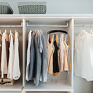 Leccod Upgrade Tank Top Hanger, Bra Hangers Space Saving Wooden 360° Rotating Non-Slip 24 Foldable Metal Hooks Closet Organizer for Camisoles, Bras, Belts, Scarfs(Black,1 Pack)