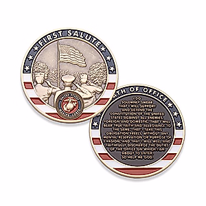 Marine Corps First Salute Challenge Coin - USMC Challenge Coin - Amazing US Marine Corps Military Coin - Designed by Marines for Marines