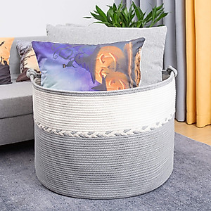 DUOLEO XXXXXL Large Rope Blanket Baskets 24" x 24" x 18" Woven Baskets for Storage Baskets for Blankets Laundry Basket for Toys Storage Basket with Handle Laundry Hamper