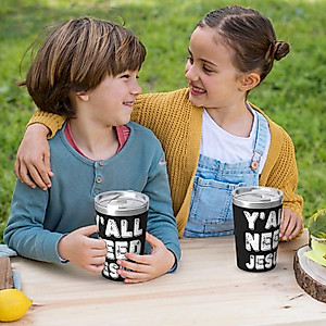 12oz Tumbler Christian Y'All Need Jesus Stainless Steel Cup With Straw And Lid Spill Proof Bulk Double Wall Vacuum Reusable Water Tumblers For Cold Hot Drink