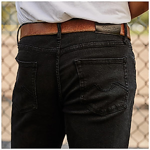 Urban Star Mens Jeans Relaxed Fit – Straight Leg Stretch Jeans for Men – Ultimate Comfort Superflex Pants Black 38W x 32L