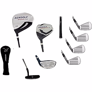AGXGOLF Men's Left Hand Extra Tall Length (+1.5 inch) XLT Edition Executive Golf Club Set wDriver Fairway & Utility Clubs + Irons, Wedge & Putter; Built in USA!