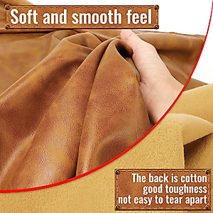 LOTOFUN Upholstery Faux Leather Sheets: 52"x36" Caramel PU Artificial Leatherette Vegan Synthetic Pleather Fabric by The Yard for DIY Crafts