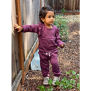 Infant Baby Girls Clothes Ruffle T-Shirt + Pants Fall Winter Outfits Set Purple