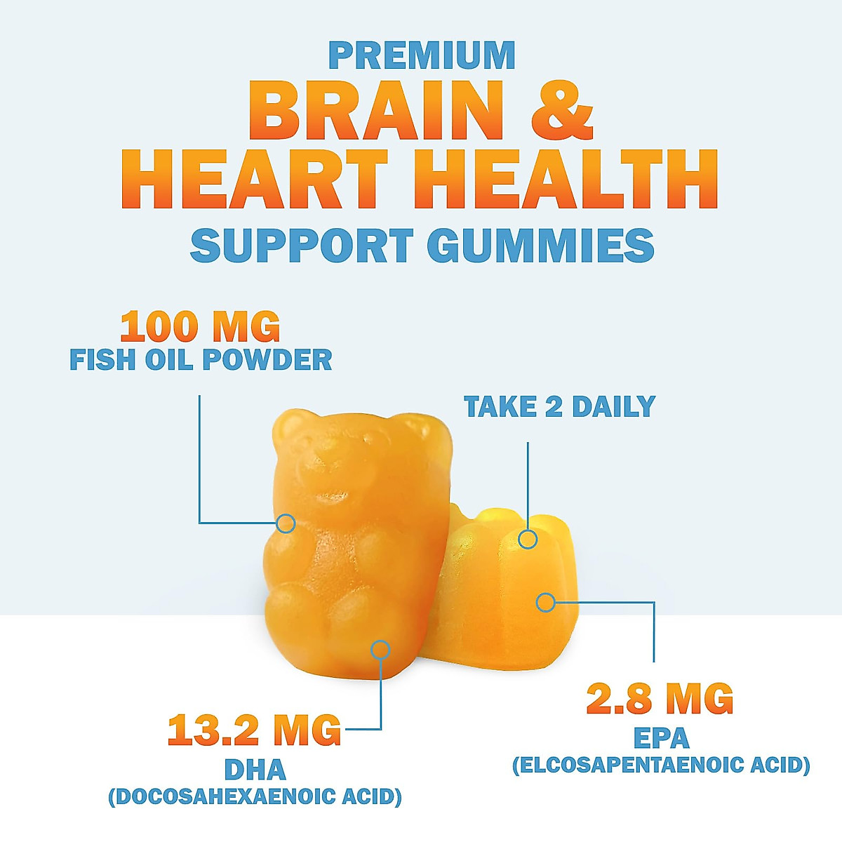Omega 3 Fish Oil Gummies, Heart Healthy Omega 3 Gummy Supplement with High Absorption DHA & EPA, Extra Strength Joint & Brain Support, Omega 3 Fish Oil Nature's Vitamin, Orange Flavor - 120 Gummies