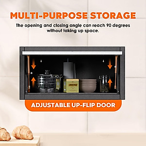 GangMei Metal Wall Cabinets, Garage Mounted Tool Storage Cabinet with Hanging Up-Flip Locking Doors for Home Office Basement Pantry School and Workshop, Assembly Required