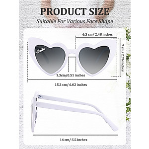 Dunzy 7 Pairs Bachelorette Sunglasses Retro Heart Bride Sunglasses Vintage Wedding Sunglasses for Bridesmaid Bridal Party (White, Black, Grey)