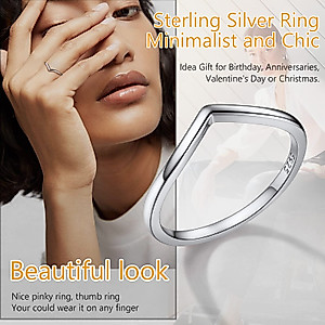 PROSILVER Minimalist Wishbone Ring Plain Silver Knuckle Finger Rings Size 10 Cute Simple Rings