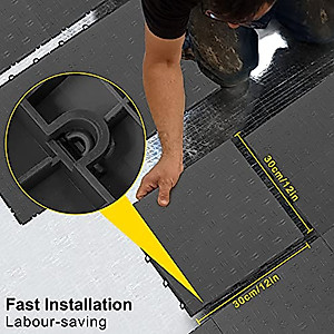 VEVOR Garage Floor, Durable Interlocking Floor Tiles, 50 Pack, Non-Slip Diamond Plate Garage Tiles, Support up to 55,000 lbs for Car Garage, Basements, Gyms, Repair Shops (12 x 12 inch, Graphite)