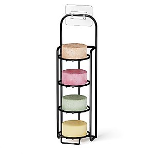 SpaceAid 4 Tier Shampoo Bar Holder for Shower, Self Draining Soap Bar Holders Caddy for Bathroom Wall and Kitchen Sink, Shampoo Bar Dish Rack, Stainless Steel Bar Soap Holder (Black)