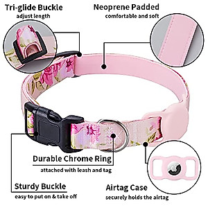 AirTag Cat Collar, Animire Soft Neoprene Padded Air Tag Collar for Extra Small Dogs, Polyester Puppy Pet Collar with Silicone AirTag Case Holder Accessories, 8"-12" Neck