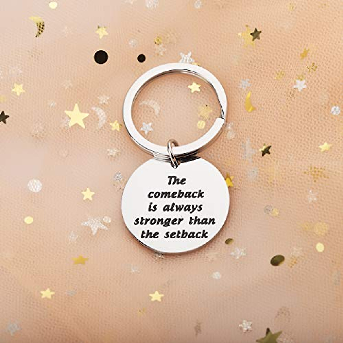 BAUNA Sobriety Keychain Addiction Recovery Jewelry Comeback Key Ring