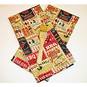 BBQ Print Kitchen Towels (Set of 2) Lightweight Dish Towels 100% Cotton Wash/Dry 28" x 18" Grilling Cookout Patio Design