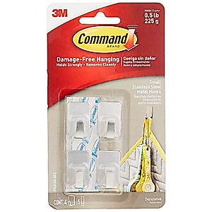 Command Small Stainless Steel Metal Hooks, One Size
