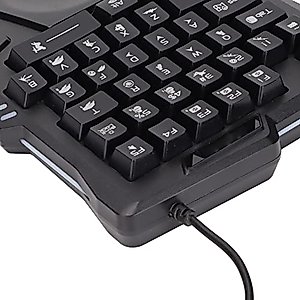 One Handed Gaming Keyboard, RGB Backlit 35 Keys Portable Mini Gaming Keypad with Wrist Rest Plug and Play Mechanical Gaming Keyboard for PC Mobile Game