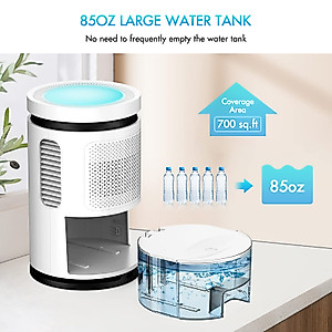Dehumidifiers for Home Room Up to 700 sq ft, SEAVON 85oz Larger Water Tank Quiet Portable Dehumidifier for Basement Bathroom Bedroom Closet RV, Equipped with Sleep Mode Auto off 7 Colors Light