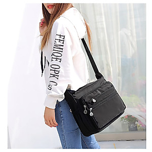 WITERY Small Crossboby Bag for Women - Waterproof Nylon Multi-pocket Purse Travel Shoulder Bag, Lightweight Casual Messenger Bag Zipper Handbag with Adjustable Shoulder Strap