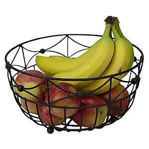 Home Basics Arbor Collection Round Steel, Fruit Basket, Vegetables, Bread Bowl, Dining Room, Kitchen, Bronze