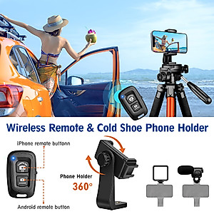 Camera Tripod, 72" Camera Tripod Stand with Remote, Heavy Duty Tripod for Video, Aluminum Tripod Stand with Bag, Complete Tripod Unit for Canon Nikon Sony, Perfect for Phone & Camera Photography