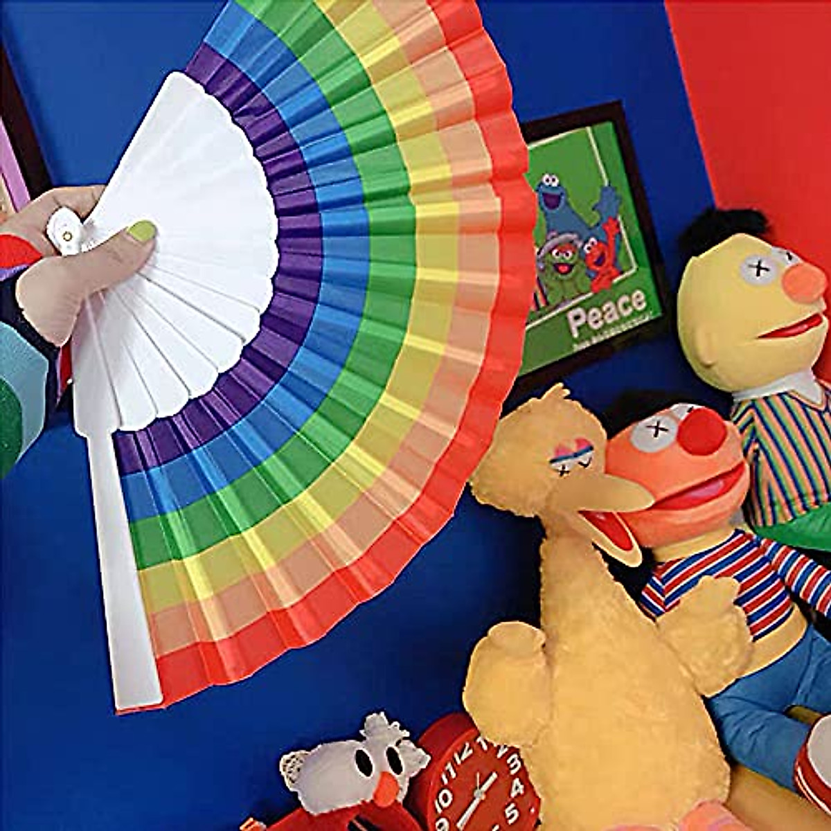 Renashed 6 Pack Pride Rainbow LGBT Fan Plastic Folding Fan Gay Pride LGBT Fans for EDM, Music Festival, Club, Event, Party, Dance, Performance, Gift