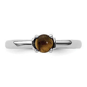 IceCarats 925 Sterling Silver Tigers Eye Stackable Ring Gemstone Band Size 6