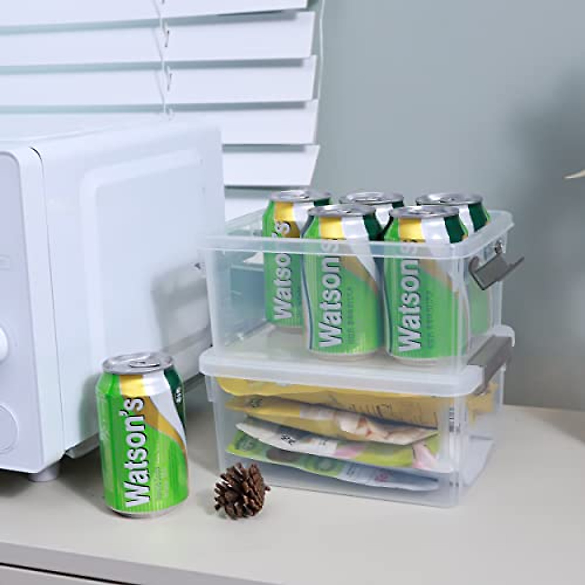 Citylife 4 Packs 5.3 QT & 8 Packs 3.2 QT Storage Bins with Lids Clear Plastic Bins Storage Containers for Organizing Stackable Boxes