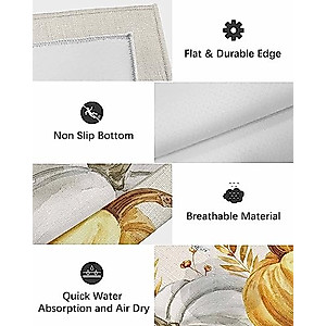 Fall Thanksgiving Outdoor Rug for Patio/Deck/Porch, Non-Slip Area Rug 6x9 Ft, Grey Orange Pumpkin Sunflower Botanical Rustic Indoor Outdoor Rugs Washable Area Rugs, Reversible Camping Rug Carpet